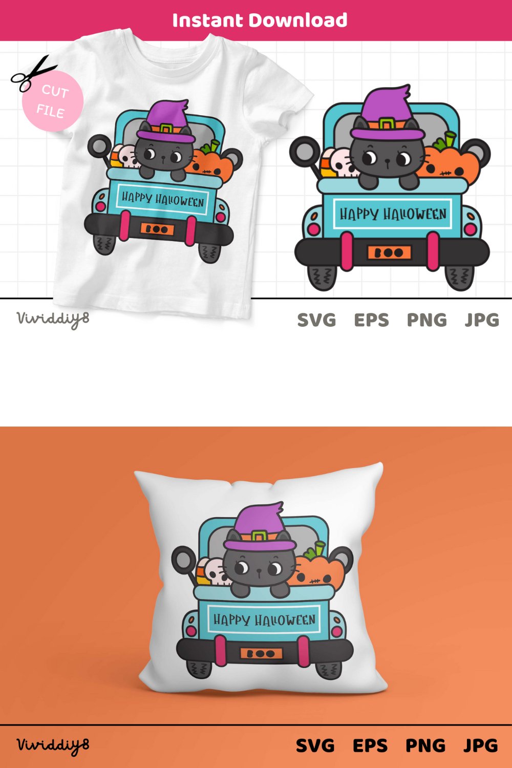 Halloween Watercolor. Halloween cartoon Kawaii clipart