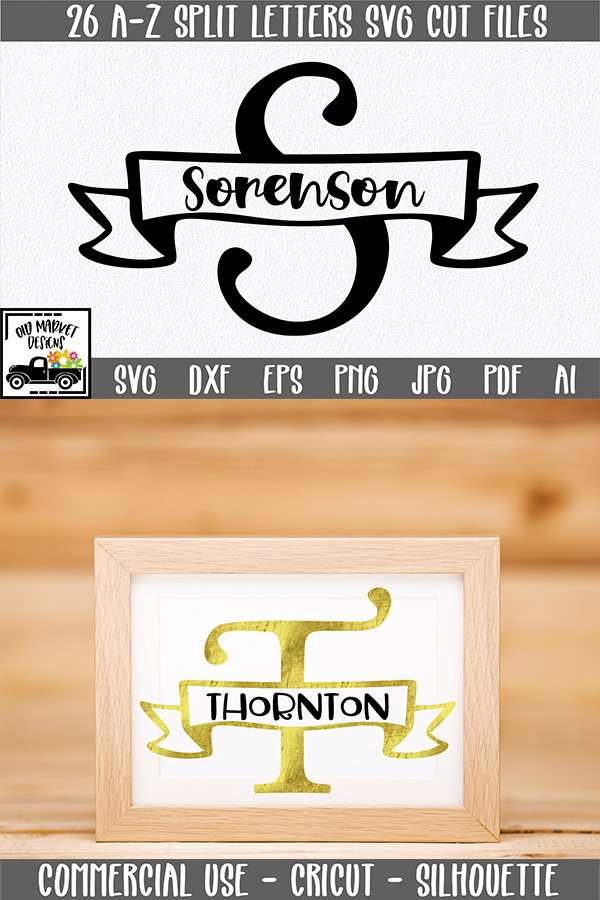 Split Letter Alphabet A-Z SVG Cut Files