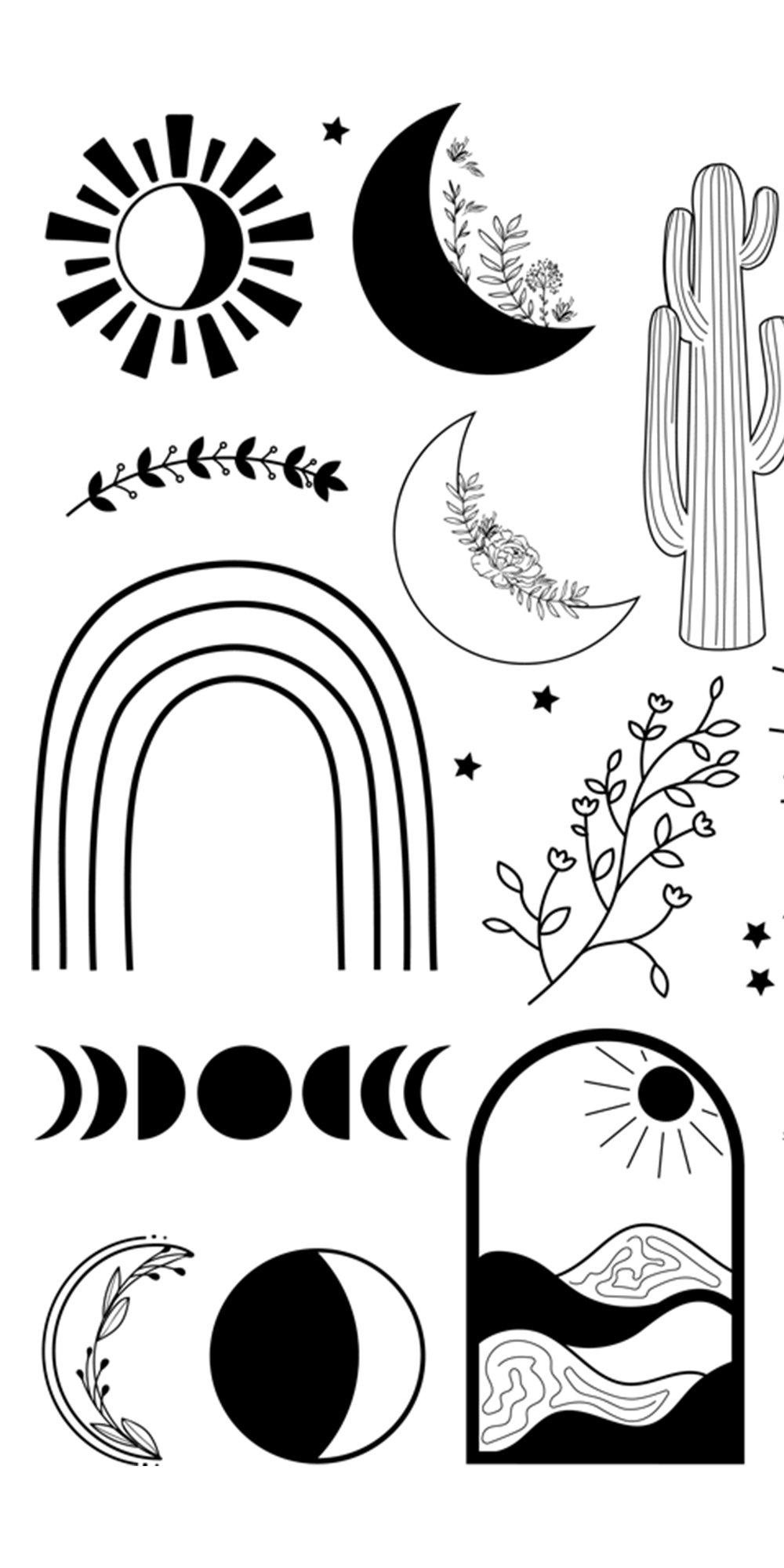Boho Svg Bundle,Floral Moon,Moon Phases,Mystic Svg