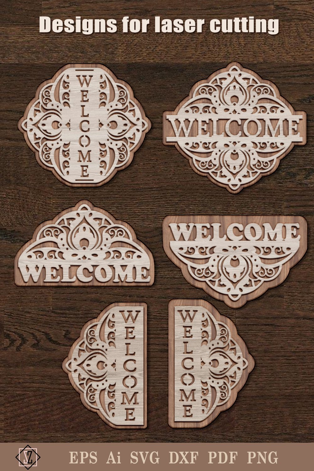 Welcome signs. Designs for laser cutting. SVG