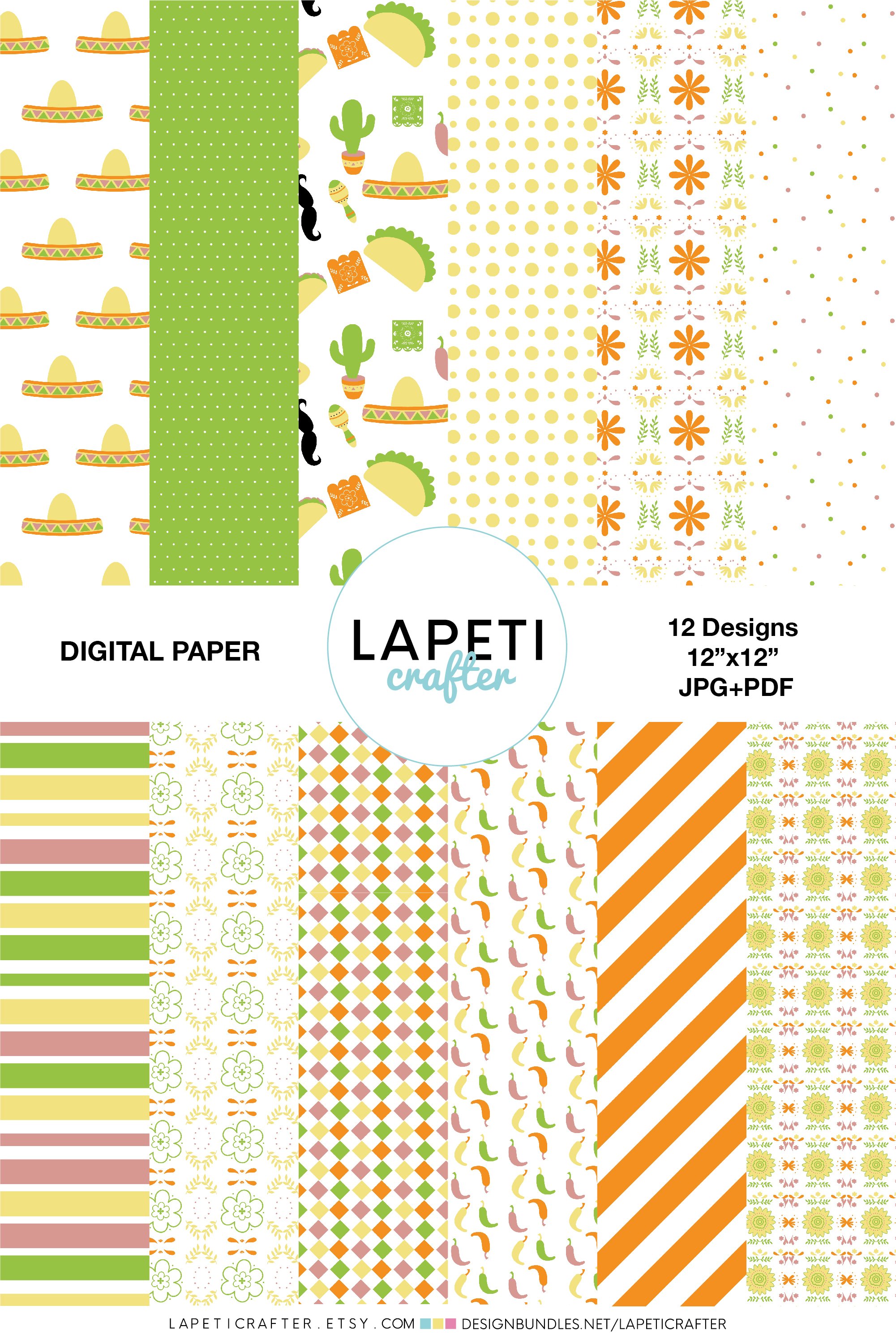 Cinco de Mayo scrapbook paper packs | 12x12 Printable paper