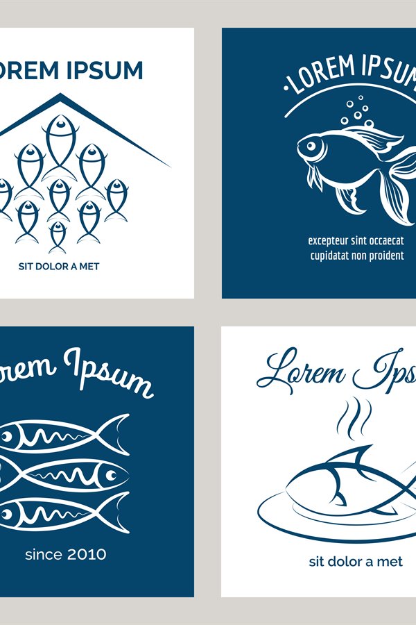 Fish logo and emblem for menu