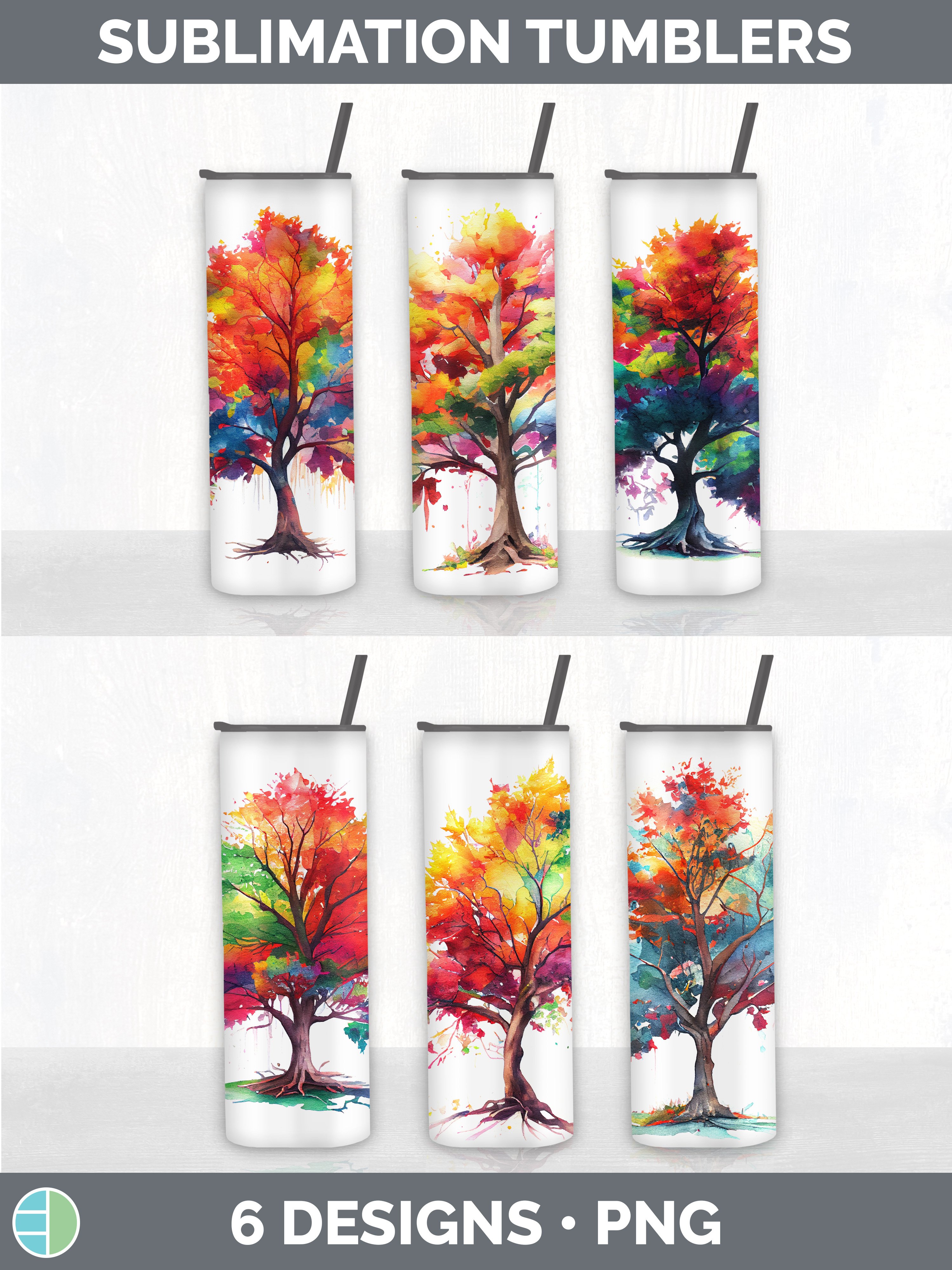Rainbow Maple Trees Tumbler | Sublimation 20 oz Skinny Tumbl