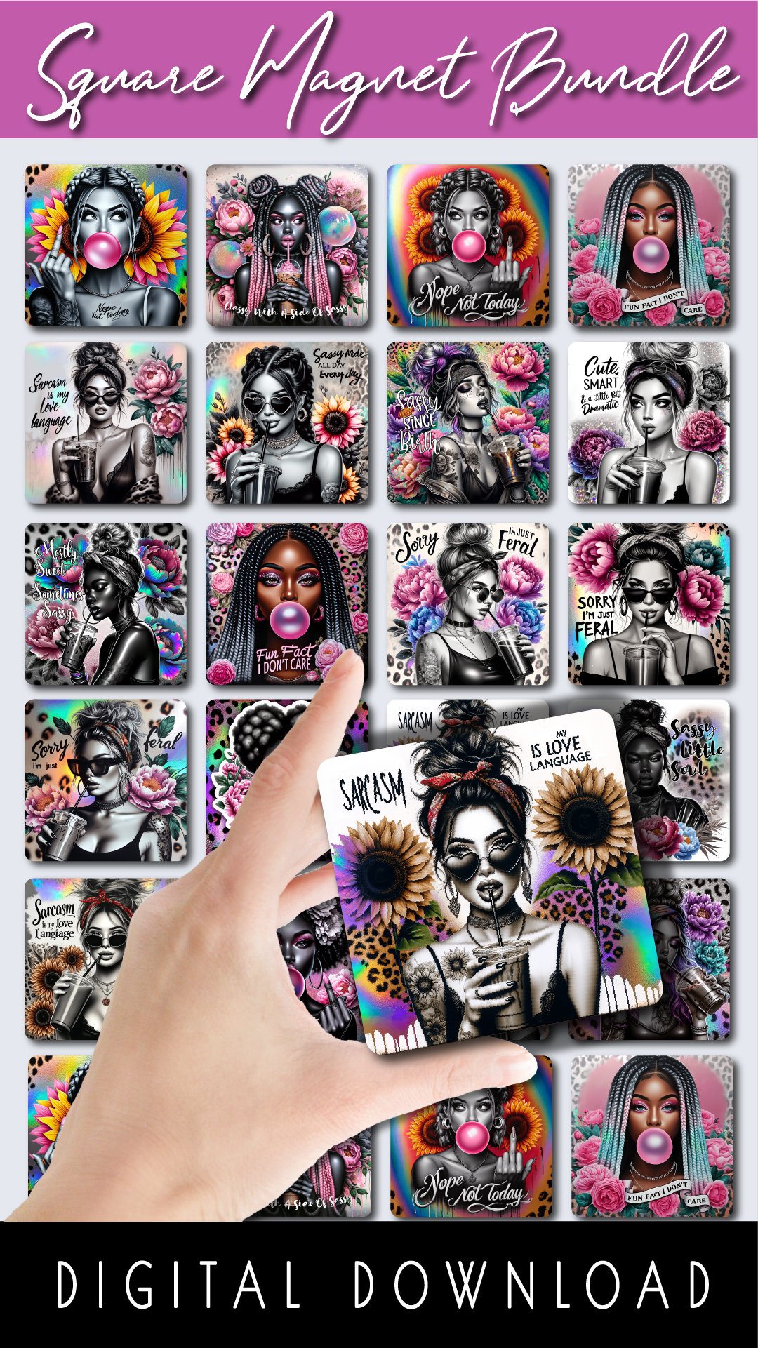 Sassy Girl Magnet Sublimation Sarcastic Quotes Magnet Bundle