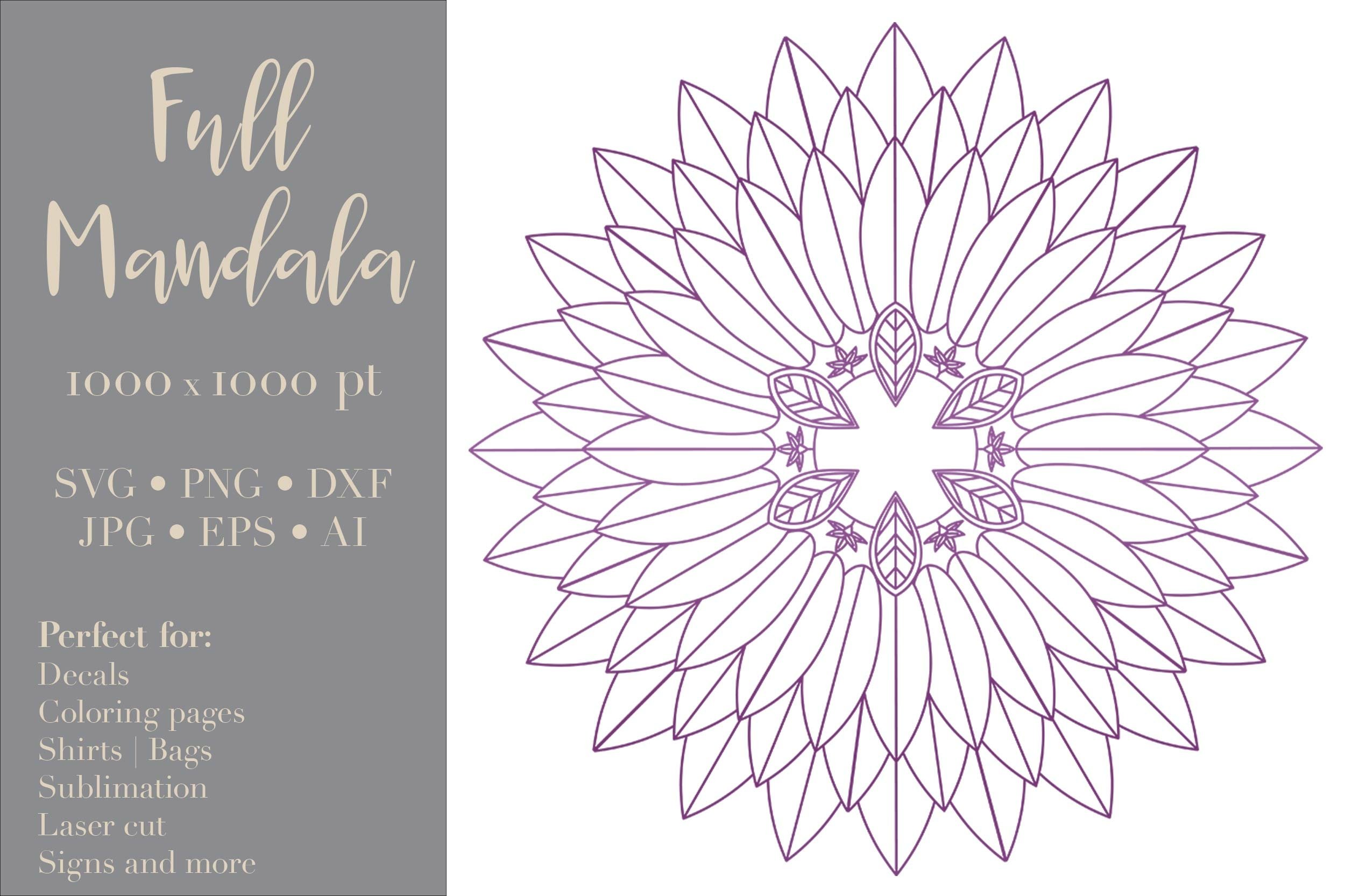 Mandalas SVG Bundle with Split Mandala Full-Half (1203444)