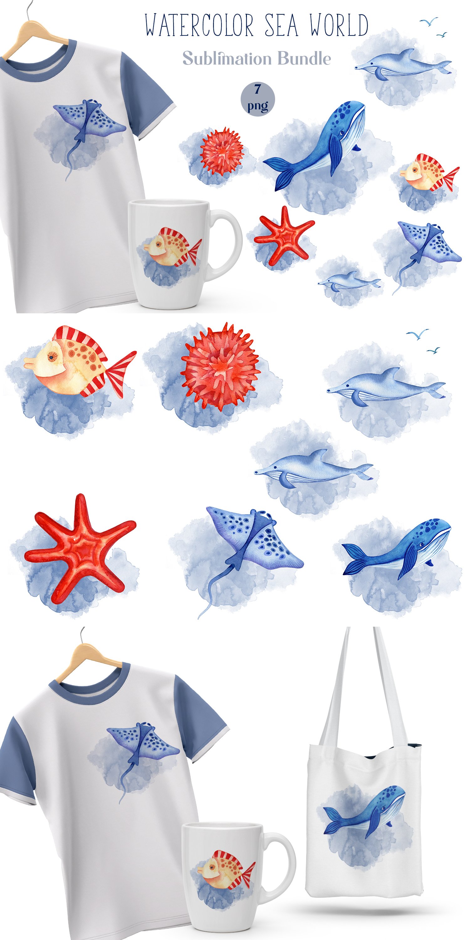 Watercolor Sea World Sublimation (1901671)