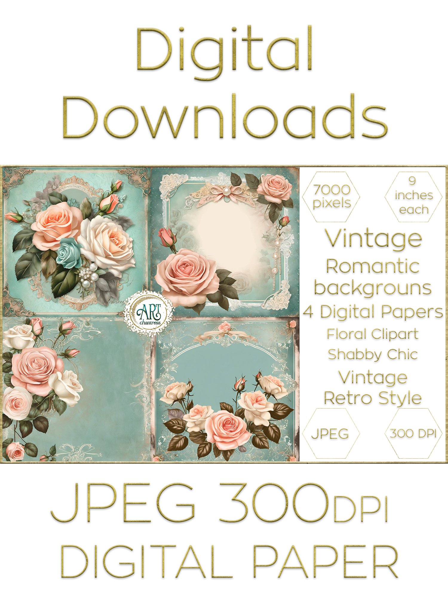 Vintage Floral Bouquet Blush Pink Old Romantic (3950083)