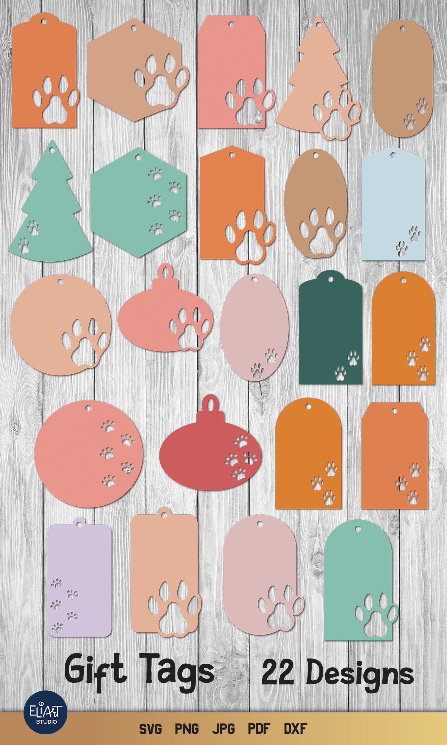 Paw Print Gift Tag Bundle | Paw Print Tag Designs