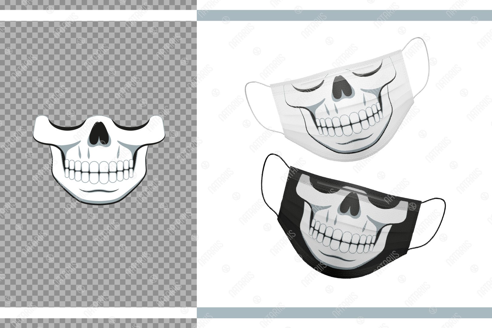 Funny skull design for protective face mask.