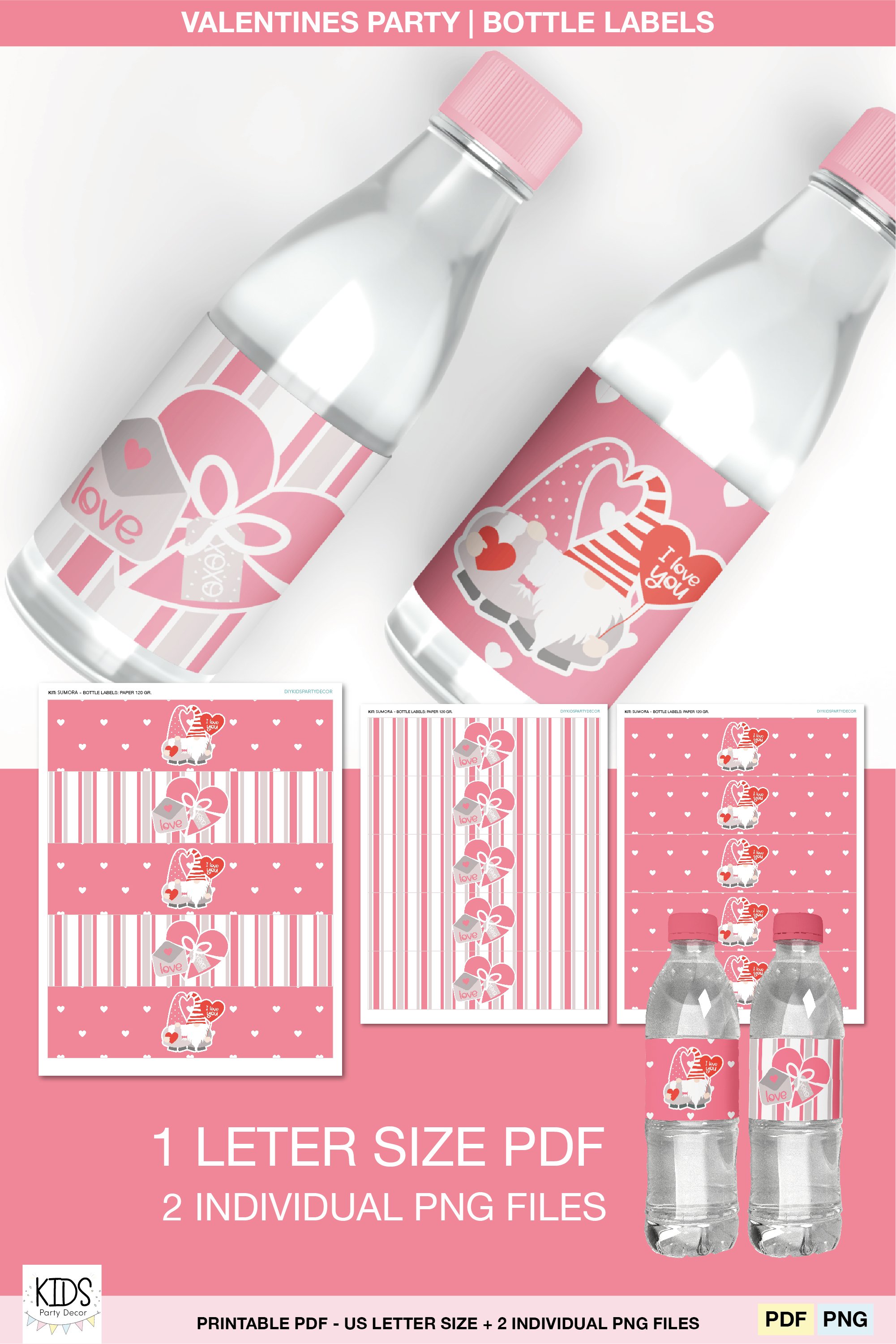 Valentines water Bottle label | Printable PDF | PNG