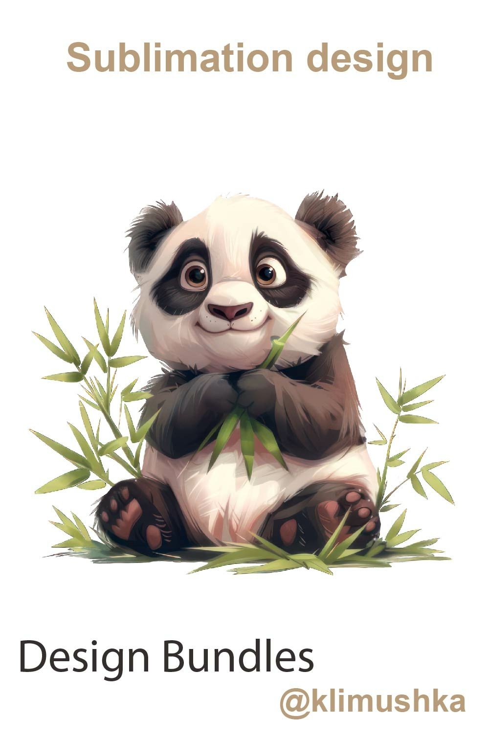 Baby panda with bamboo sublimation|Printable Panda