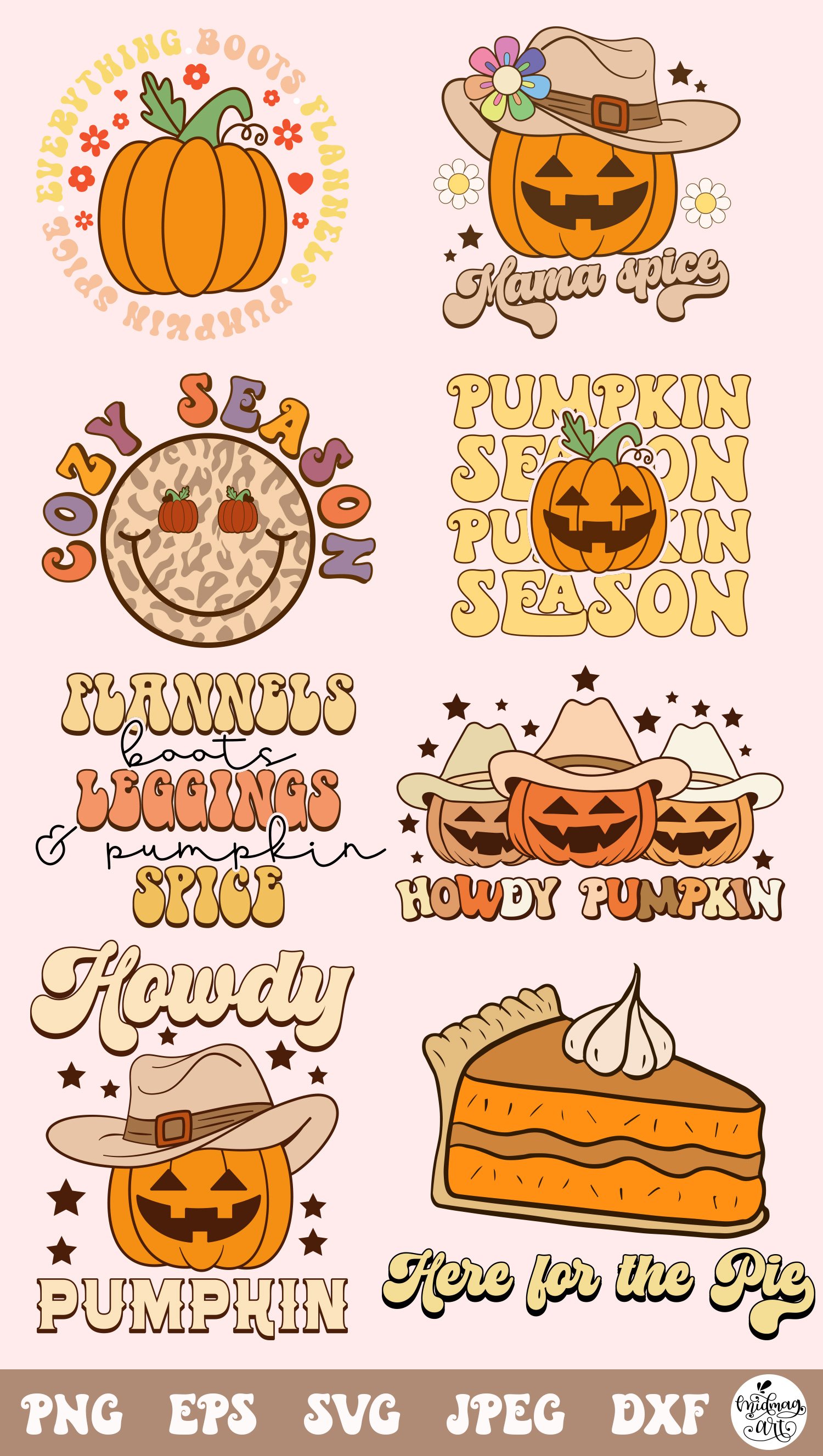 Retro Fall SVG PNG Bundle, Autumn Svg, Thanksgiving Svg