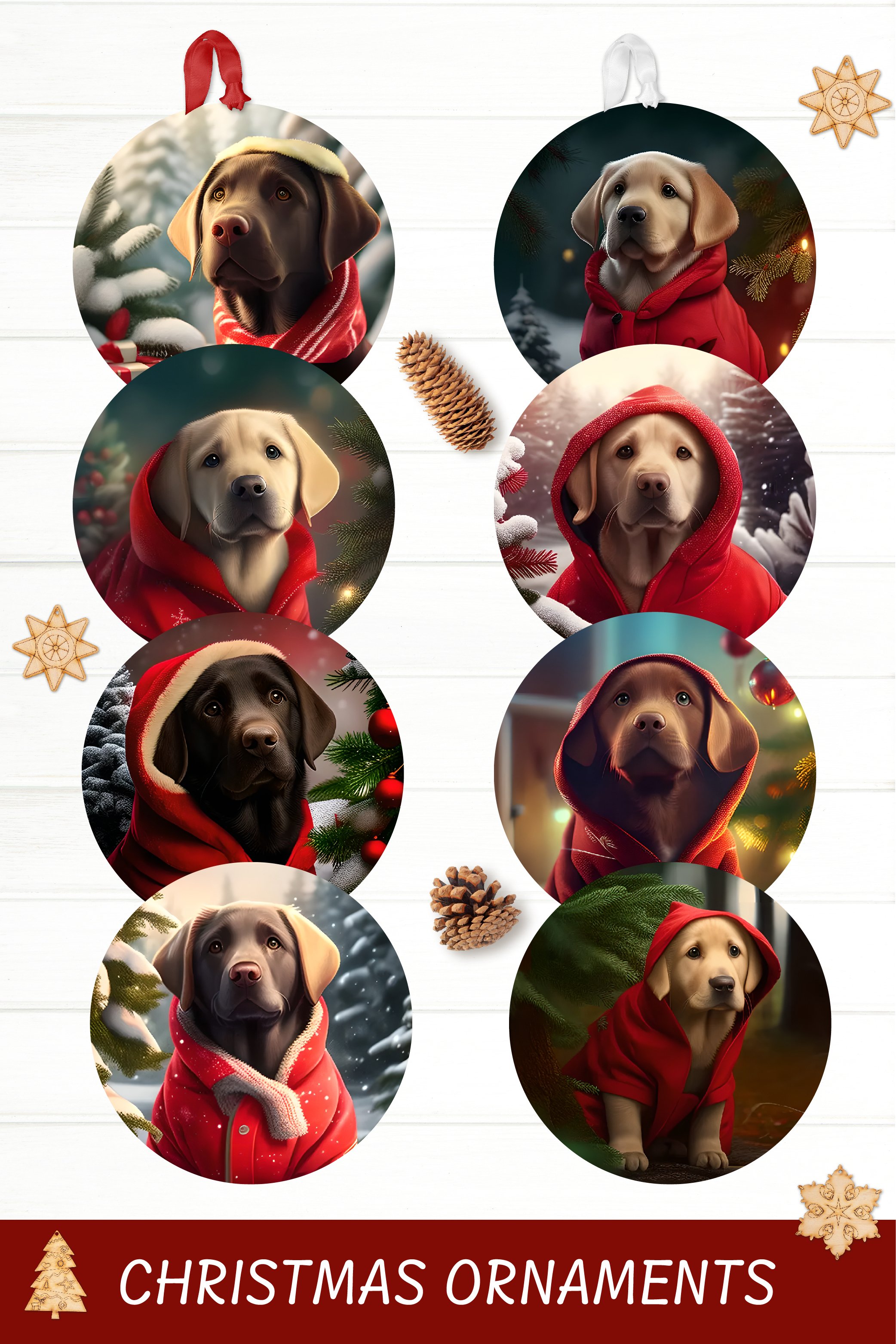 3D Labrador Christmas Ornament PNG. Dog Ornament PNG