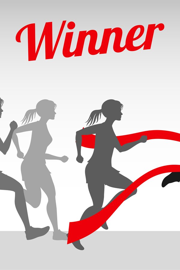 Winner vector concept with female running silhouettes