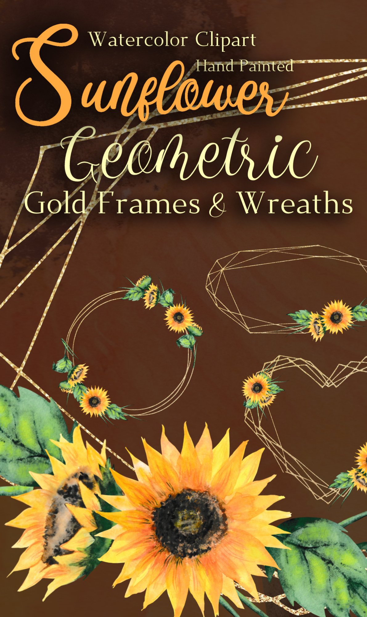 SUNFLOWER FRAME CLIPART, Gold Frame Clipart