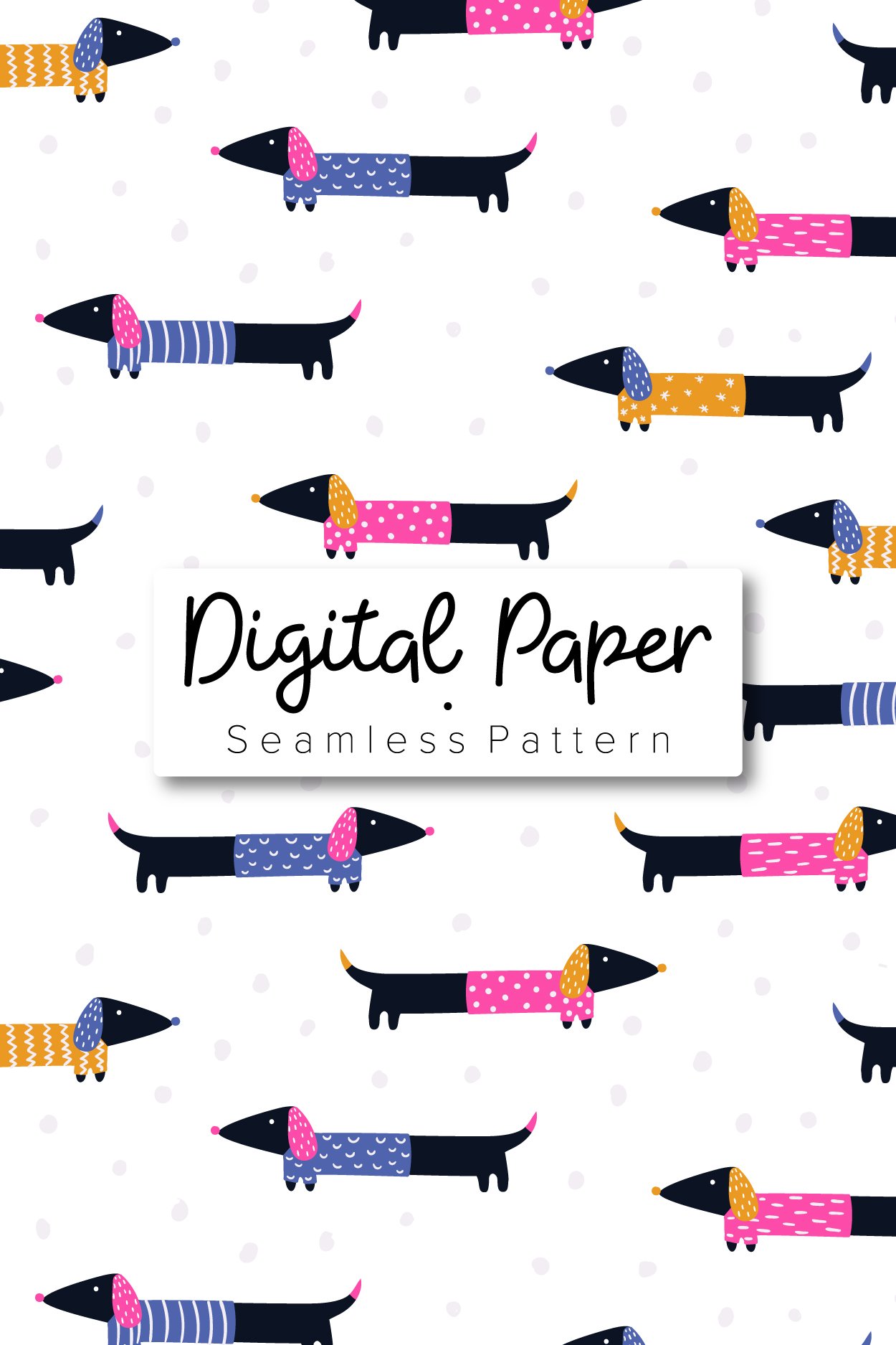 Dachshund digital paper. Dogs pattern