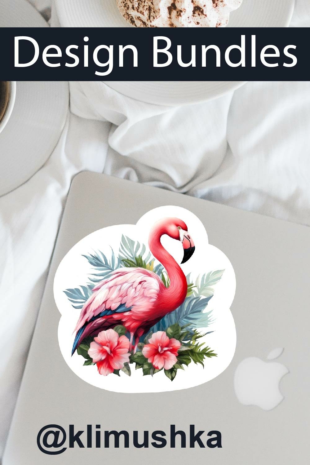 Pink flamingo sticker|Tropical bird Printable (4192778)