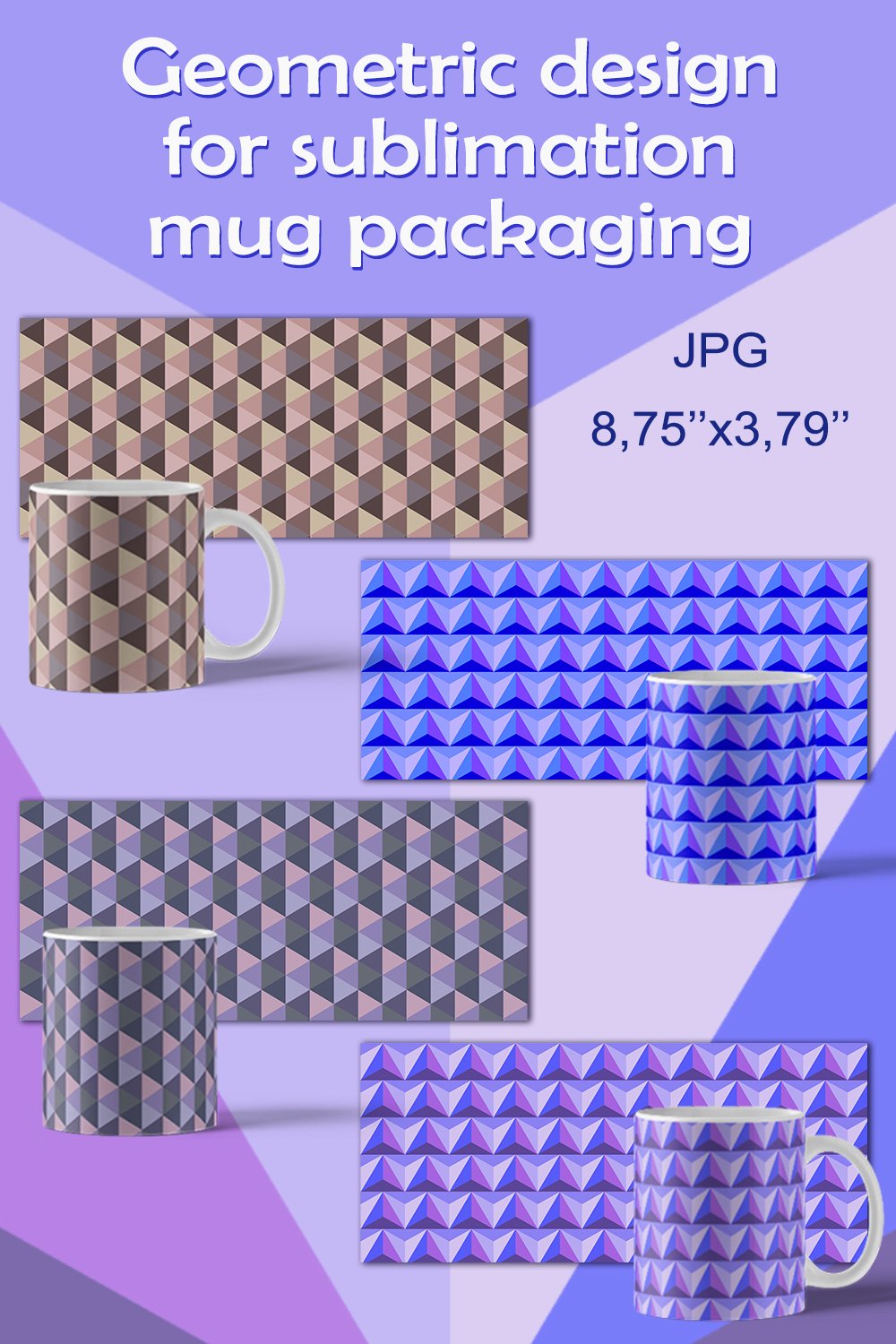 Geometric design for sublimation mug packaging.