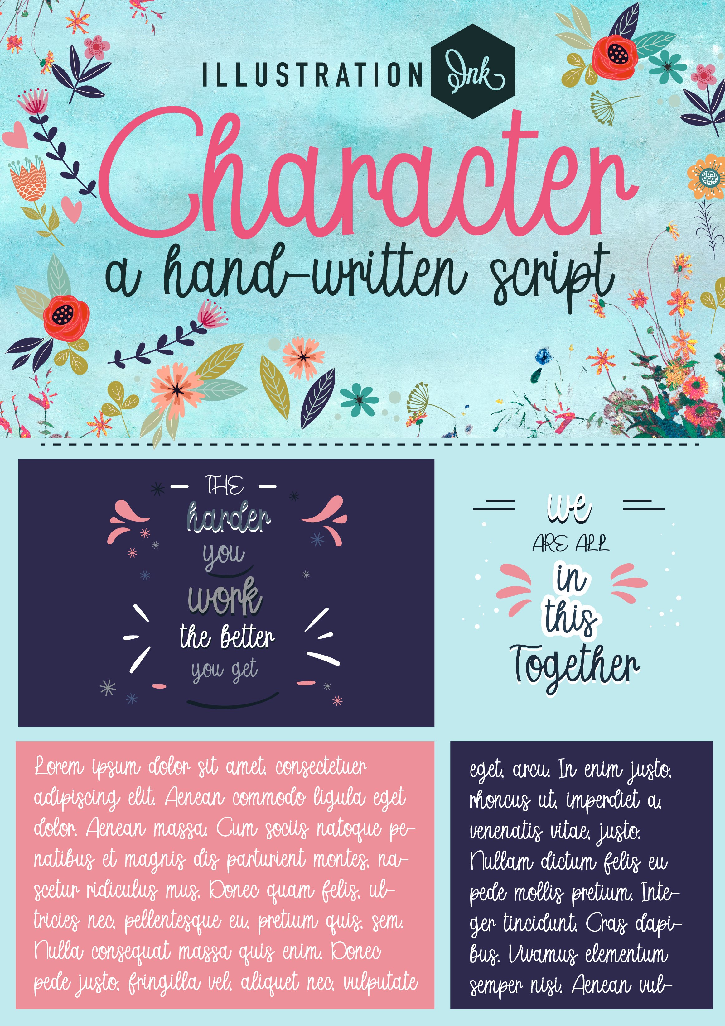 Hand-crafted, hand-printed font