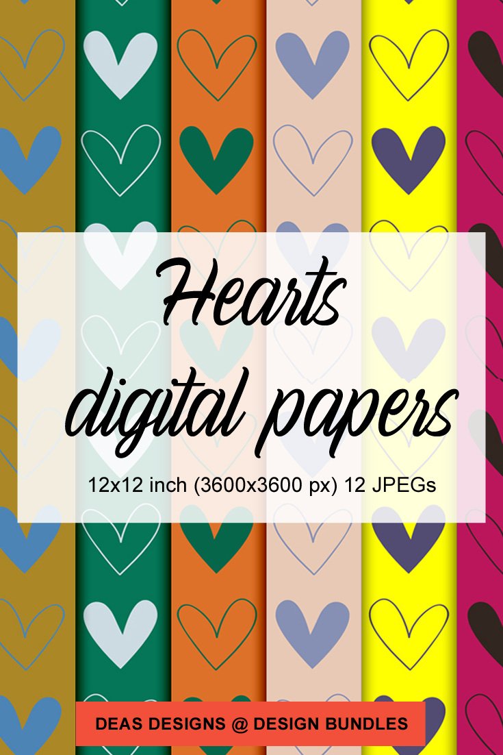 Hearts doodles digital papers