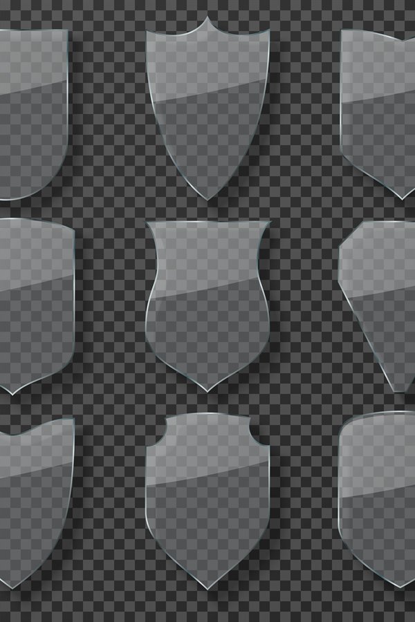 Glass safety shield. Transparent shiny protection shields. G