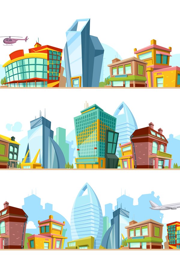 Urban seamless landscape. City backgrounds with modern build