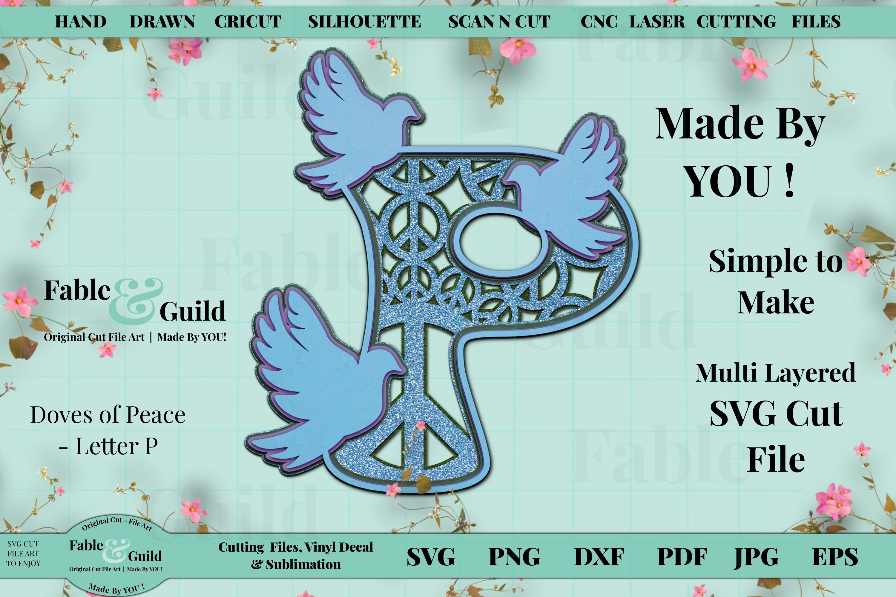 Alphabet Letter P Love SVG Peace SVG Remembrance Gift Card