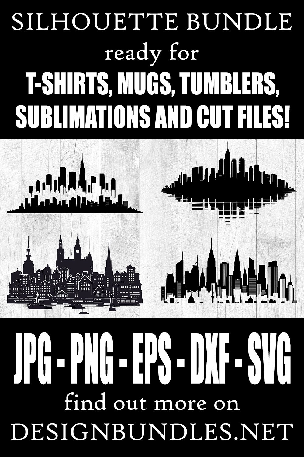 Panoramic City Silhouettes SVG EPS PNG (2890880)