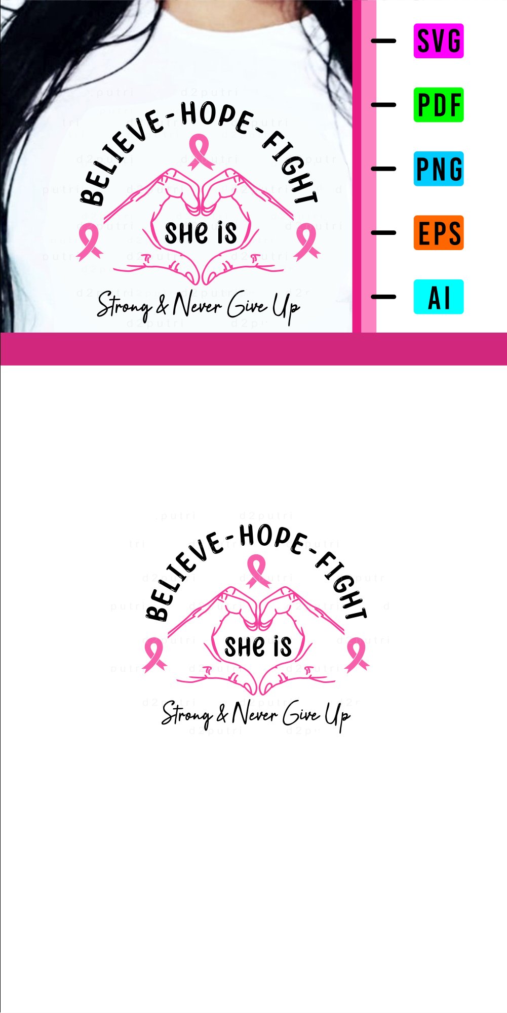 She Is Strong SVG Cut Files I Breast Cancer SVG Design