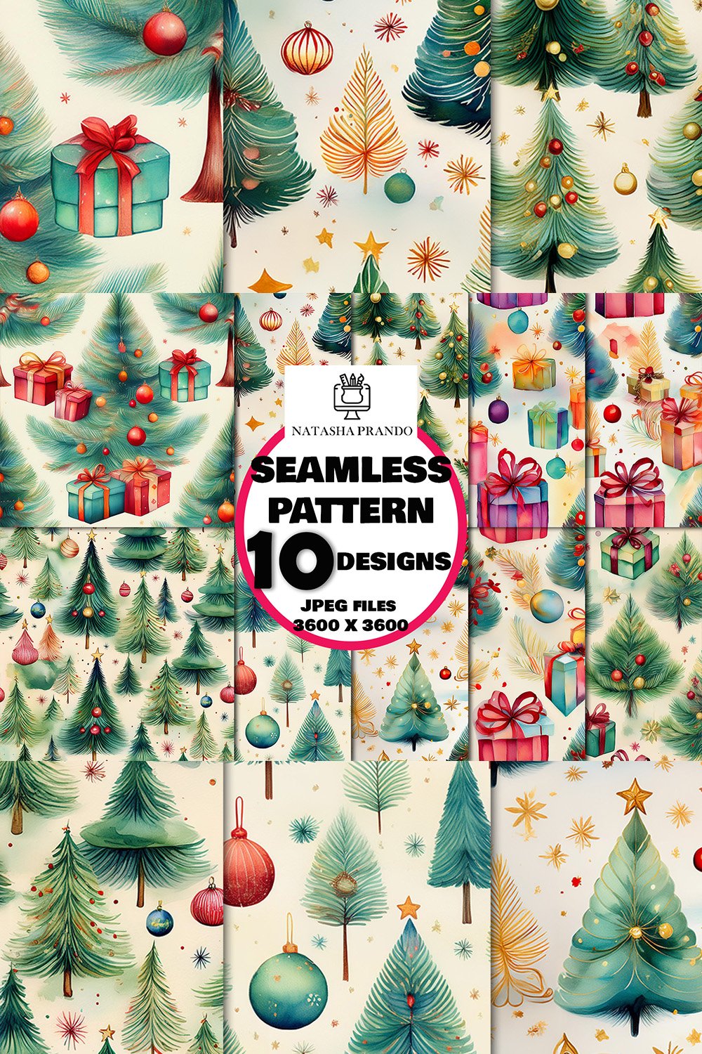 Christmas Tree Seamless Pattern Digital Paper Bundle