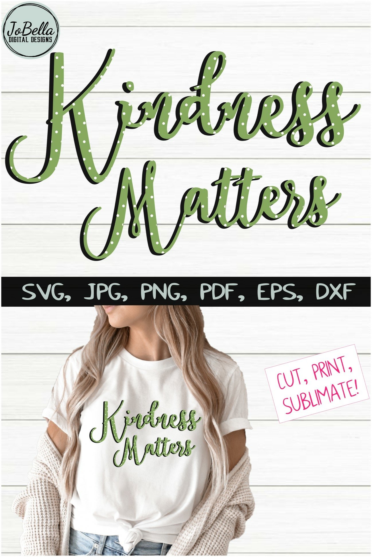 Kindness Matters SVG With Polka Dots and Shadow