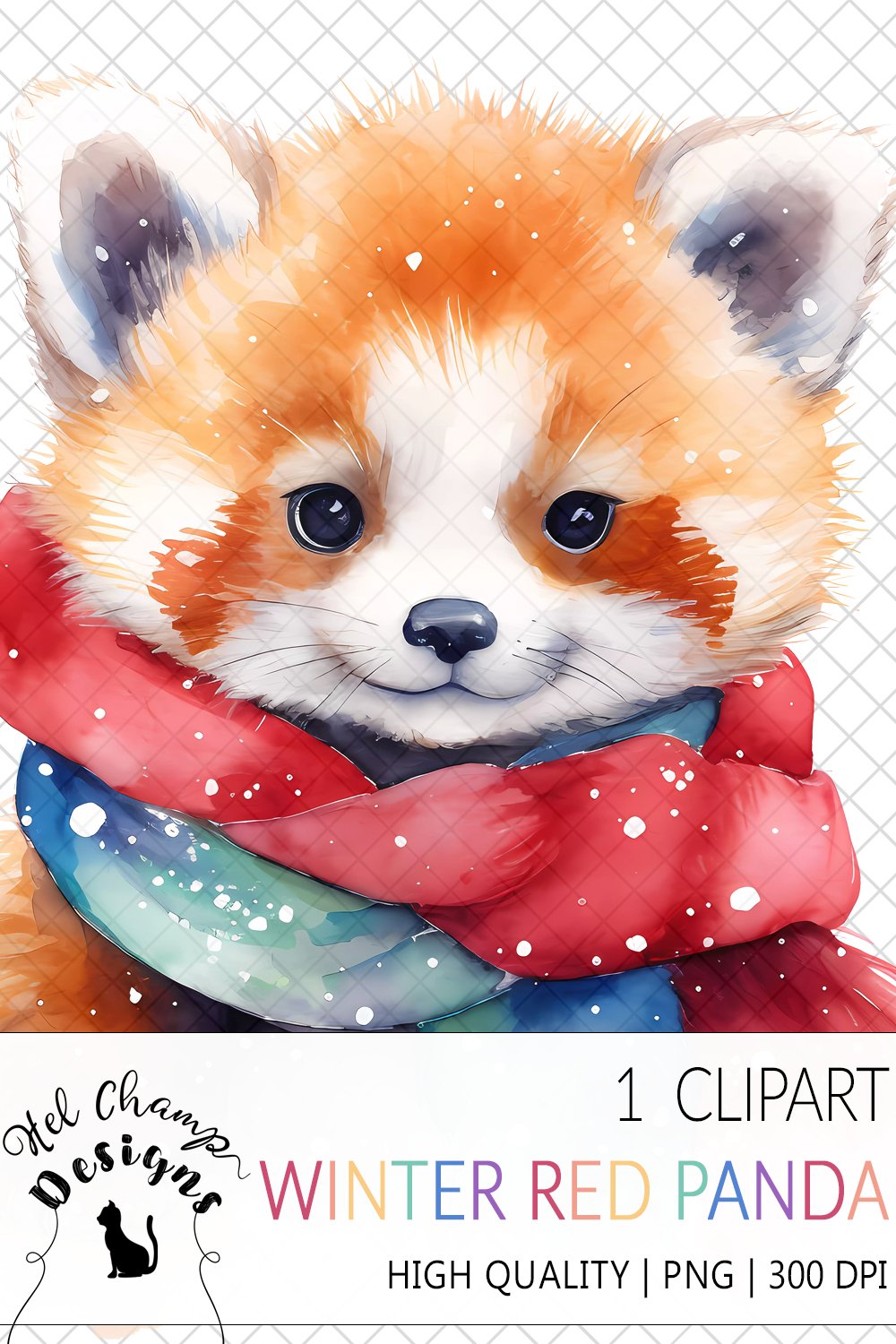 Winter red panda rainbow transparent clipart