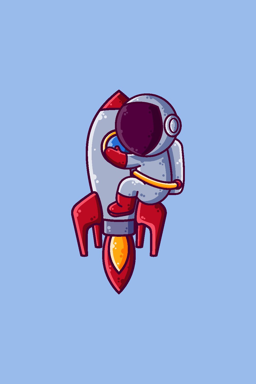 Cute Cartoon Astronaut Riding Rocket Vector Illustration