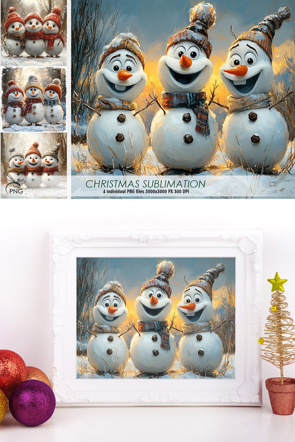 Cute Christmas Snowmens Sublimation (5032199)