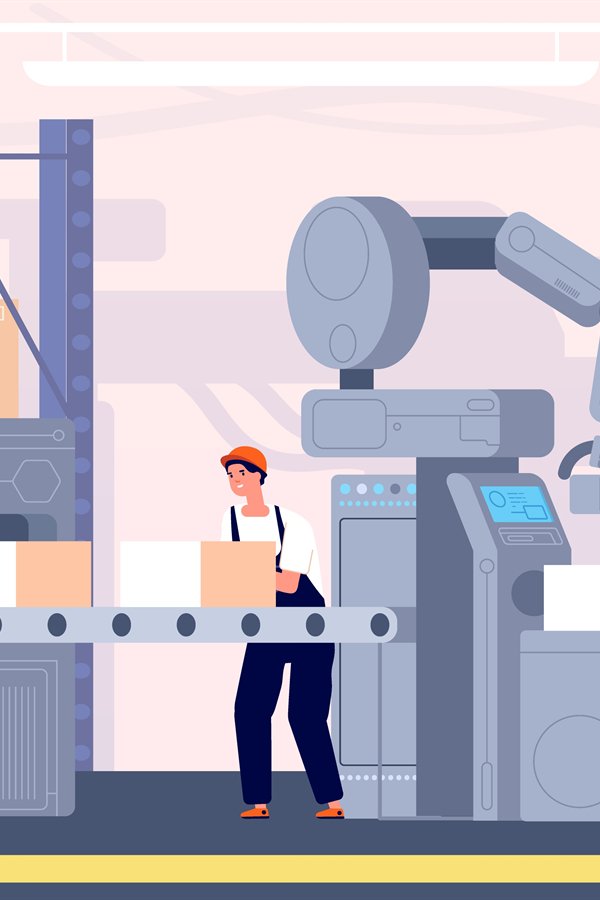 Smart factory. Industrial supervisor, manufacturing producti