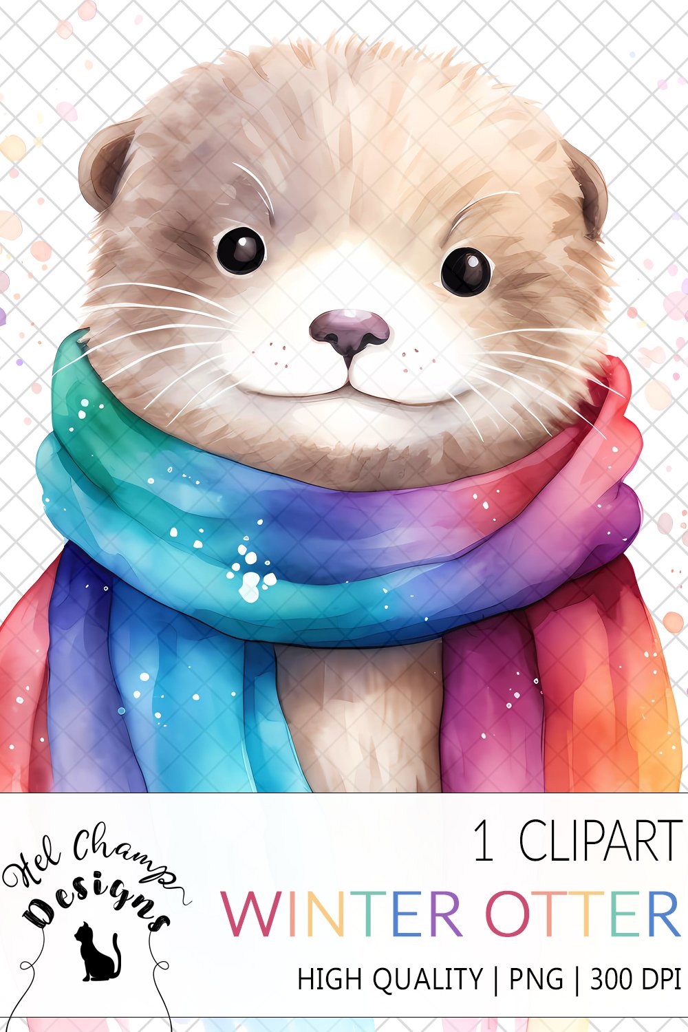 Winter cute otter rainbow transparent clipart