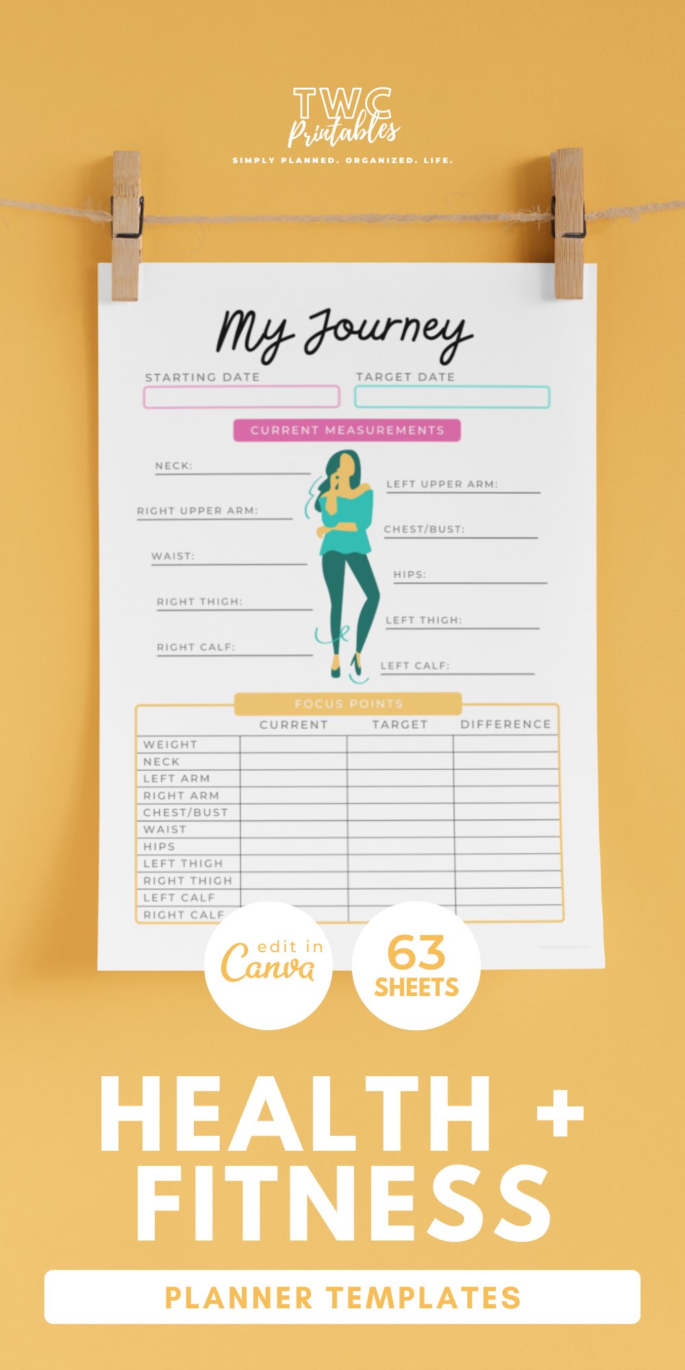 Fitness planner template