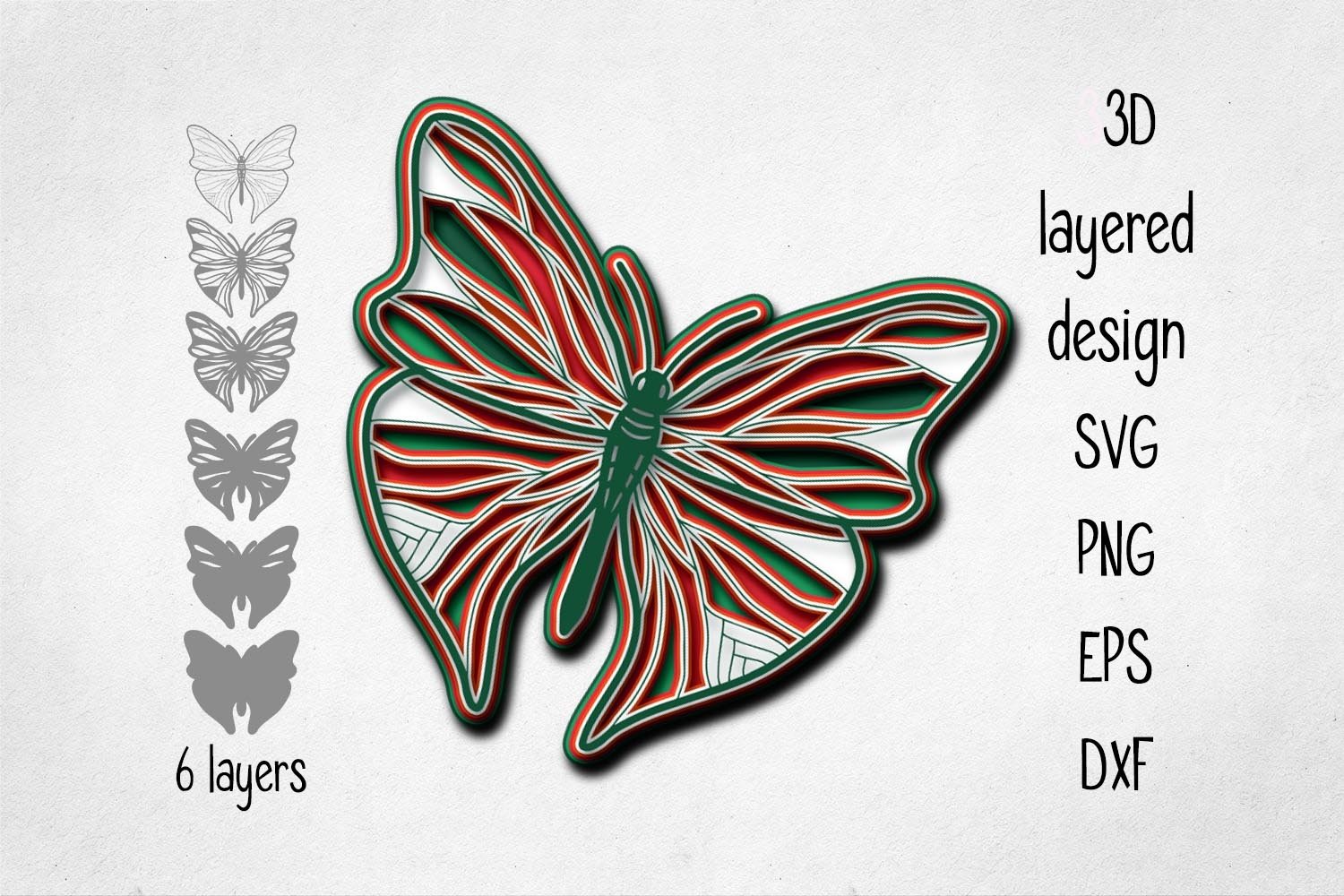 3D layered Butterfly Cut file (1130557)