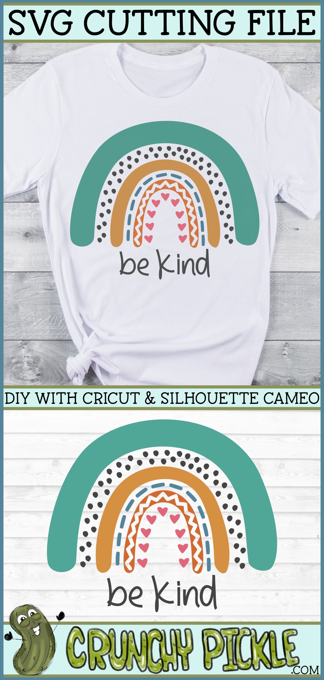 Boho Rainbow - Be Kind Inspirational SVG File