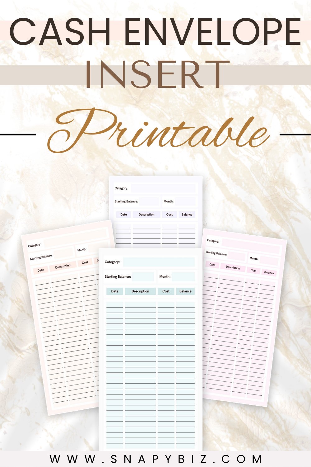 Cash Envelope Insert Printable for Budgeting | Cash Tracker