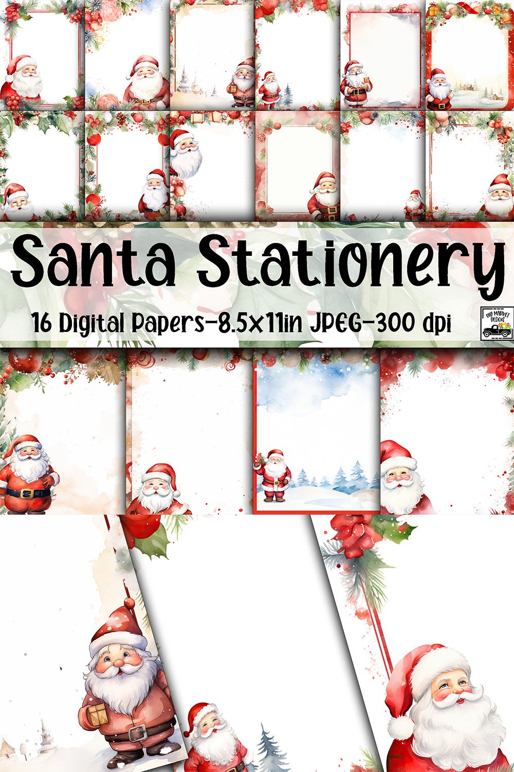 Santa Claus Stationery - Christmas Digital Paper