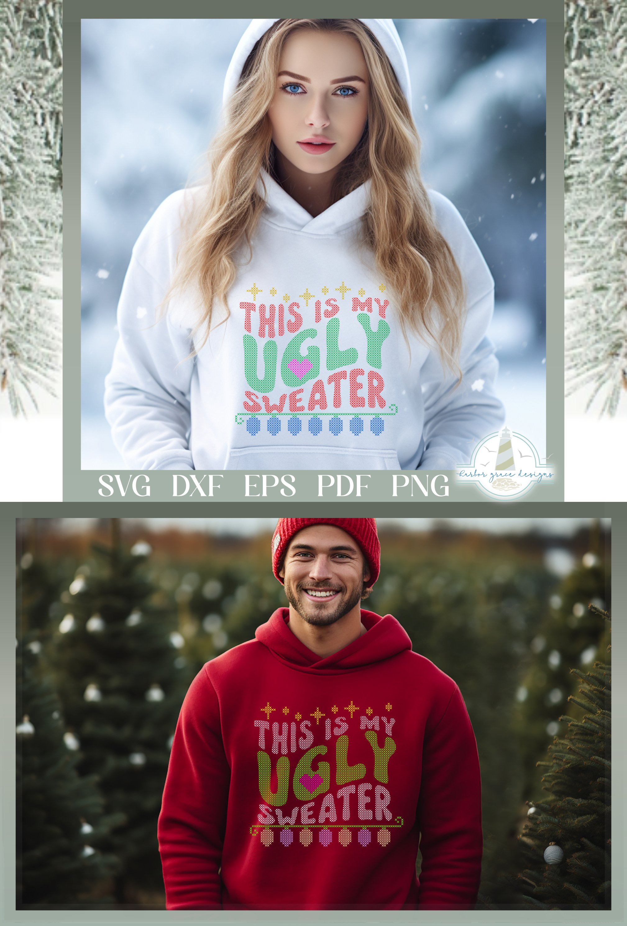 This Is My Ugly Sweater Christmas Quote with Wavy Text SVG