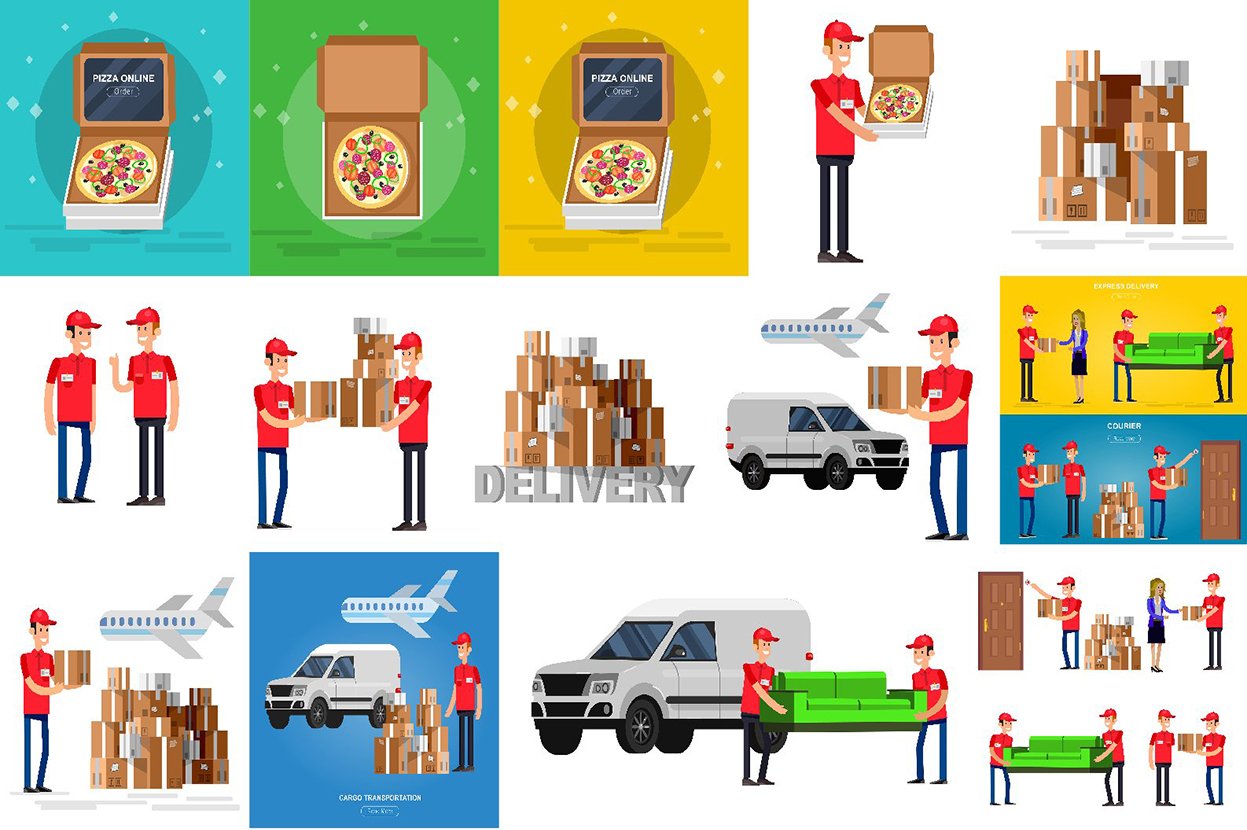 Funny Delivery characters set