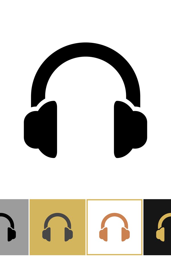 Headphones icon, headphone audio symbol