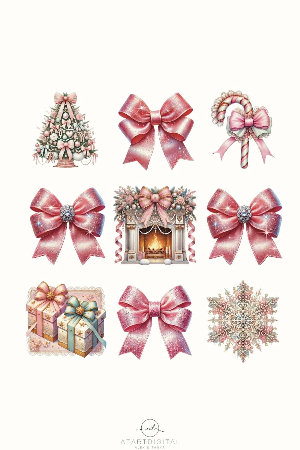 Pink Christmas Coquette Bow PNG | Preppy Holiday Design