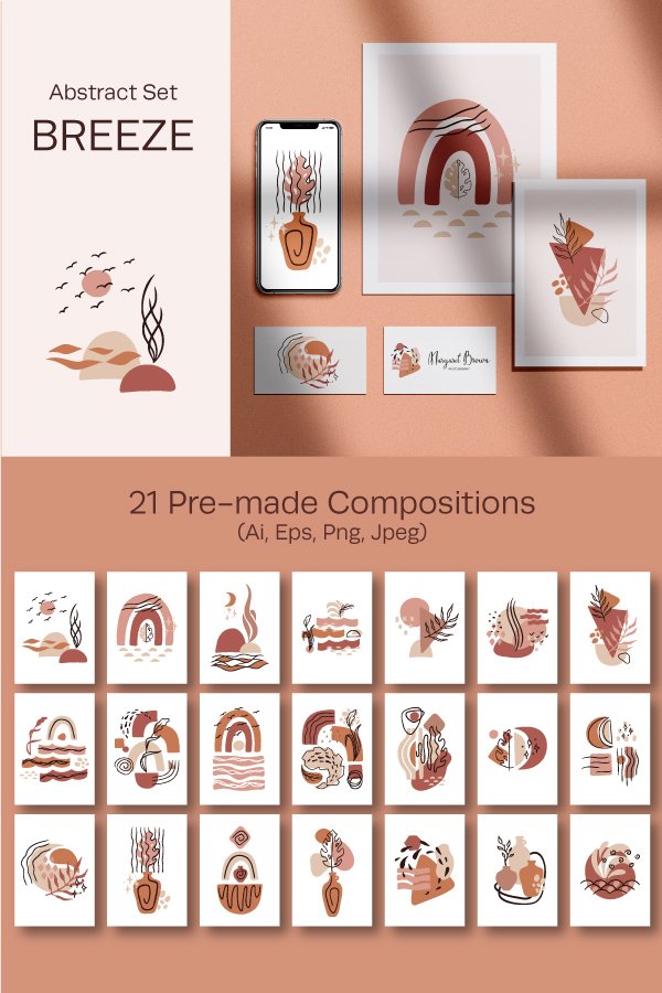 Breeze - Abstract Shapes & Lines Set Boho designs