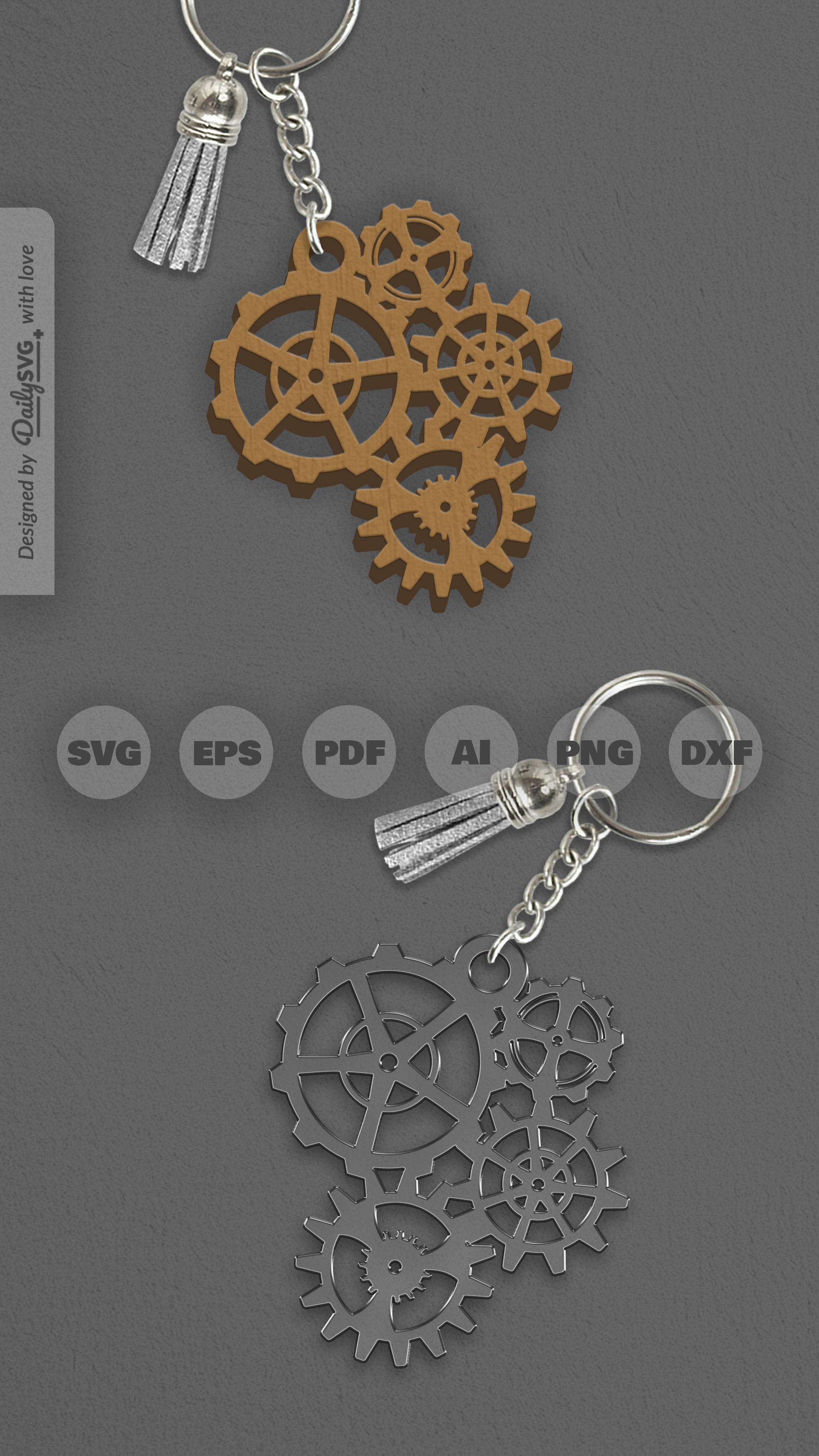 Steampunk Gear Keychain SVG (5816689)