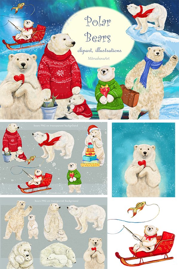 Polar Bear clipart illustrations