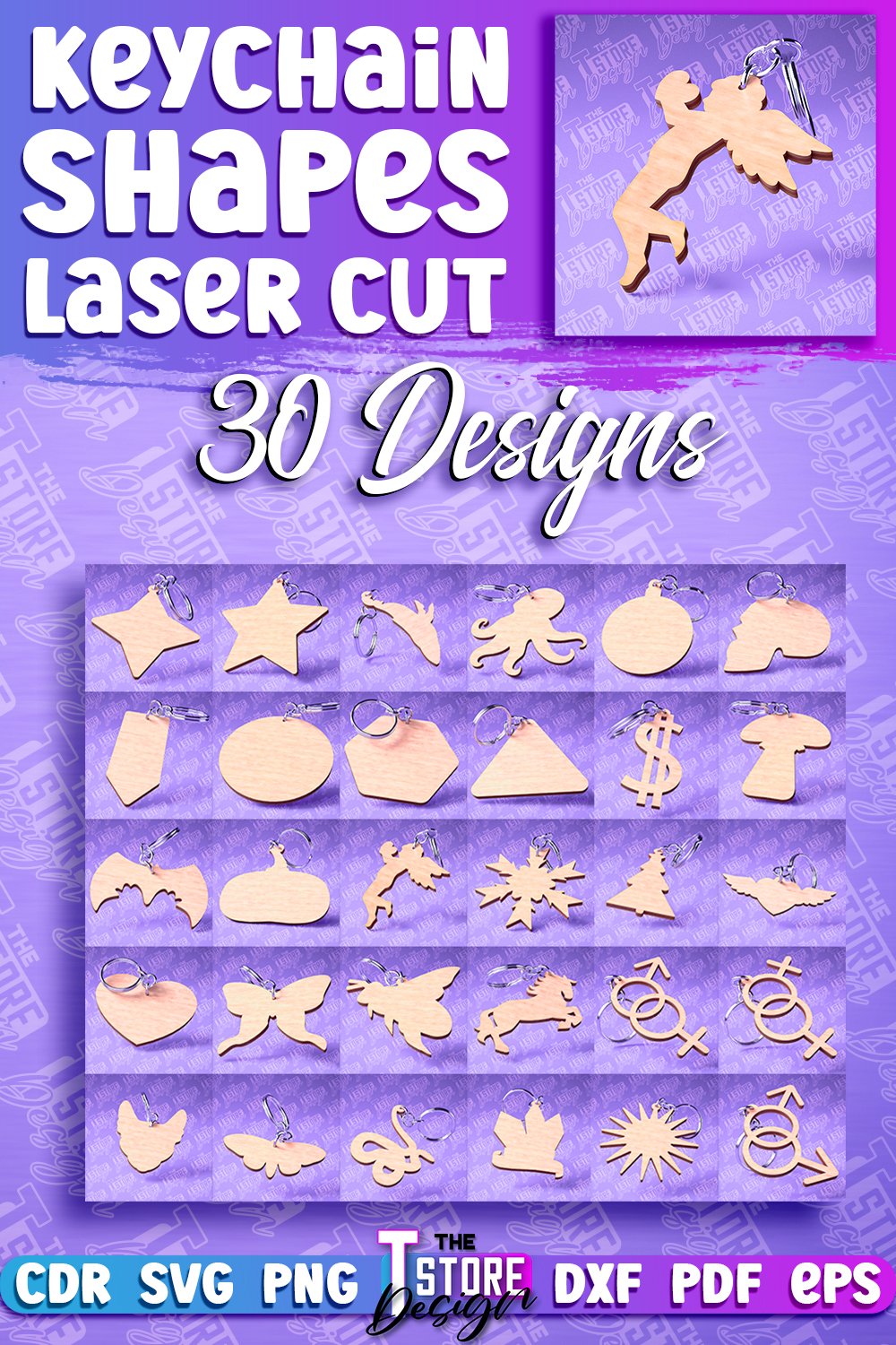 Keychain Shapes Laser Cut SVG Bundle|Funny Wooden Keychain