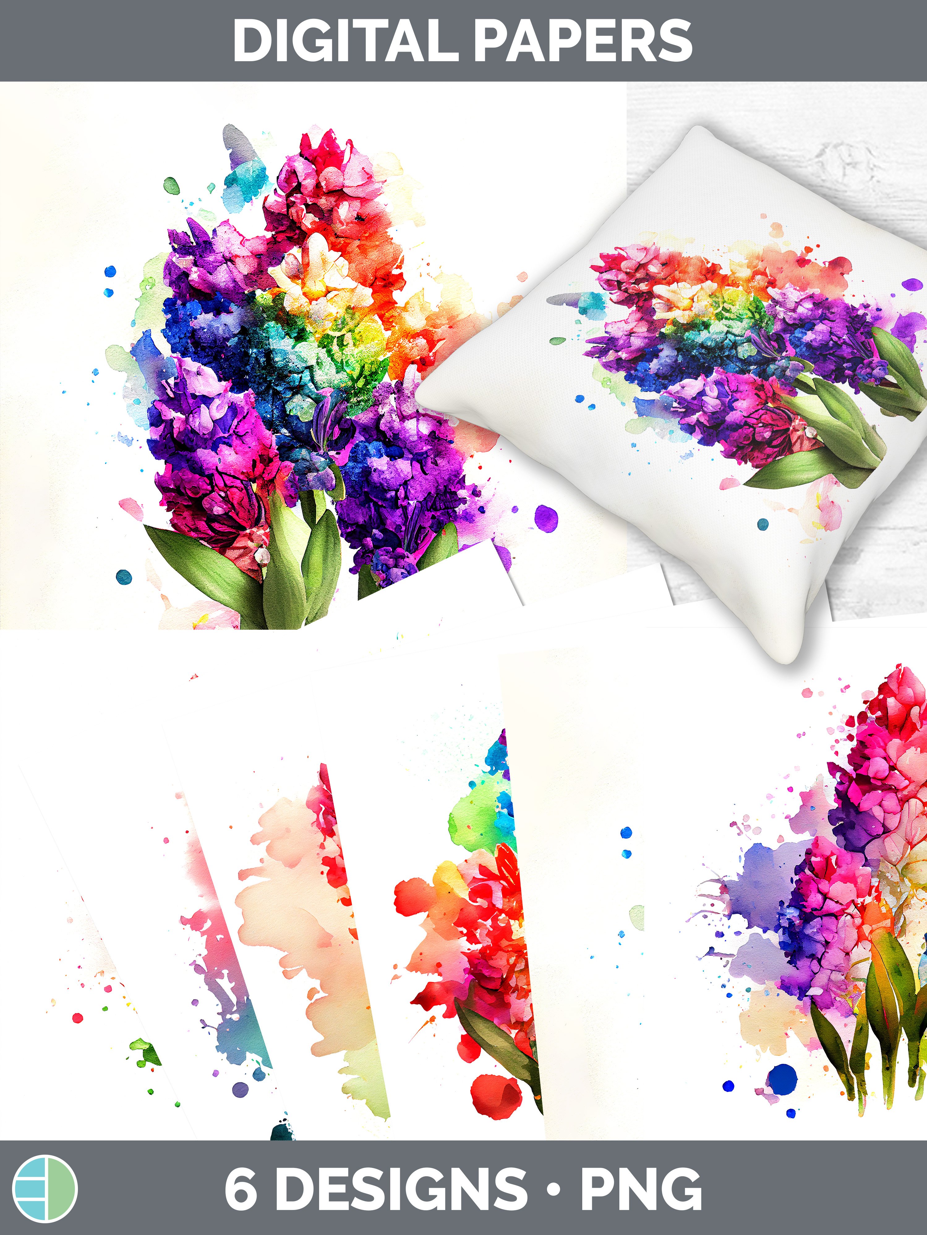 Rainbow Hyacinth Flowers Paper Backgrounds | Digital Scrapbo